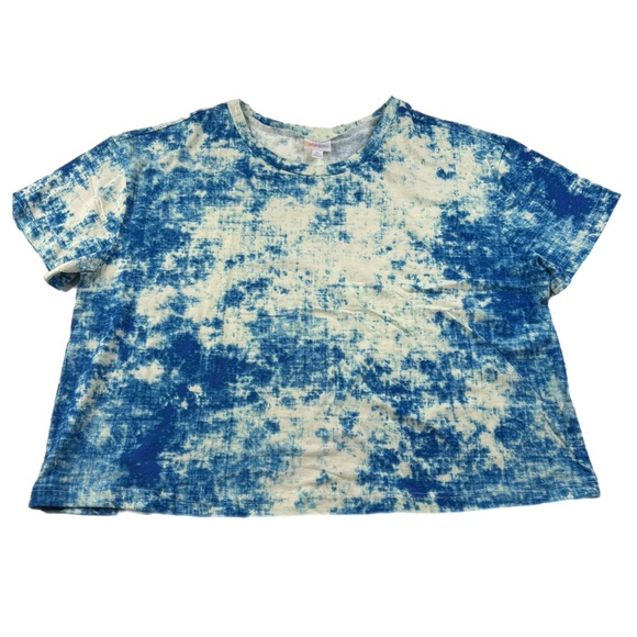 LuLaRoe | Tops | Blue And White Lularoe Cropped Boxy Tee | Poshmark